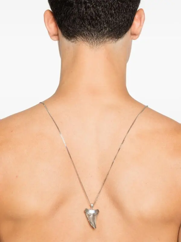 Saint Laurent Shark Tooth Pendant Necklace - Silver