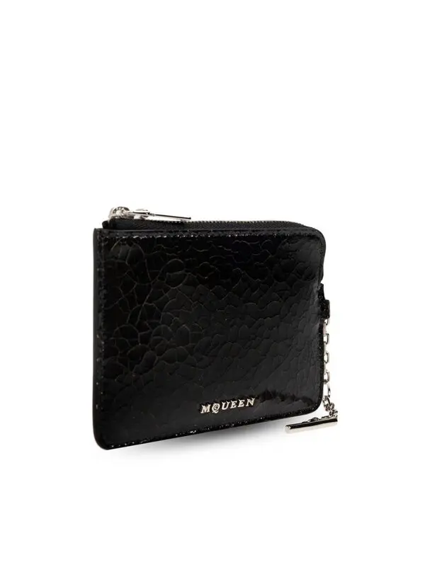Alexander McQueen Leather Zip Card Holder - Black