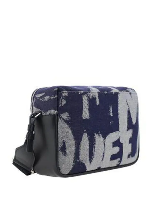Alexander McQueen Graffiti-print Crossbody Bag - Blue