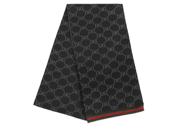 Gucci Gg Logo Scarf - Black/grey