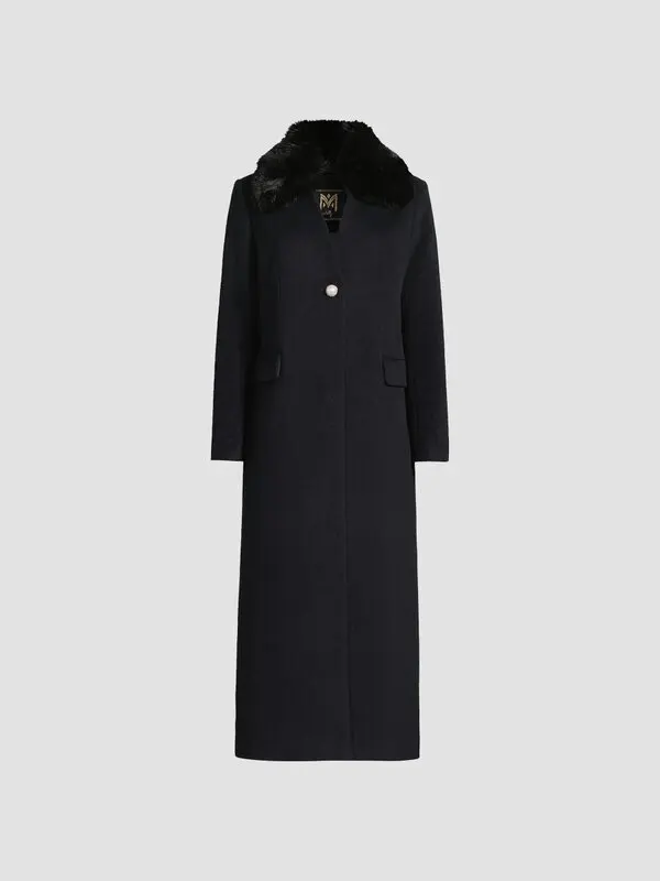 MILLY Faux Fur Collar Wool-blend Coat