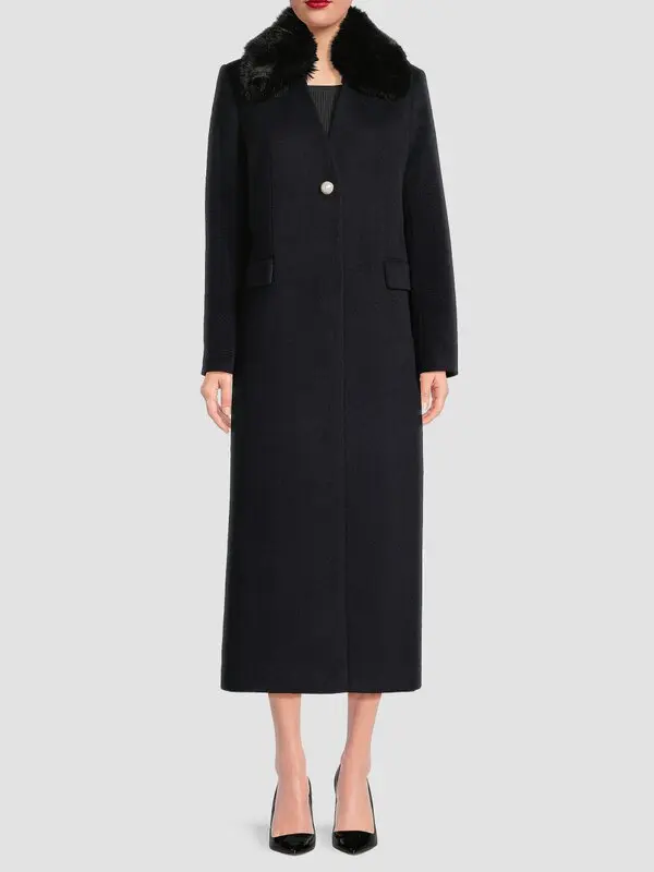 MILLY Faux Fur Collar Wool-blend Coat