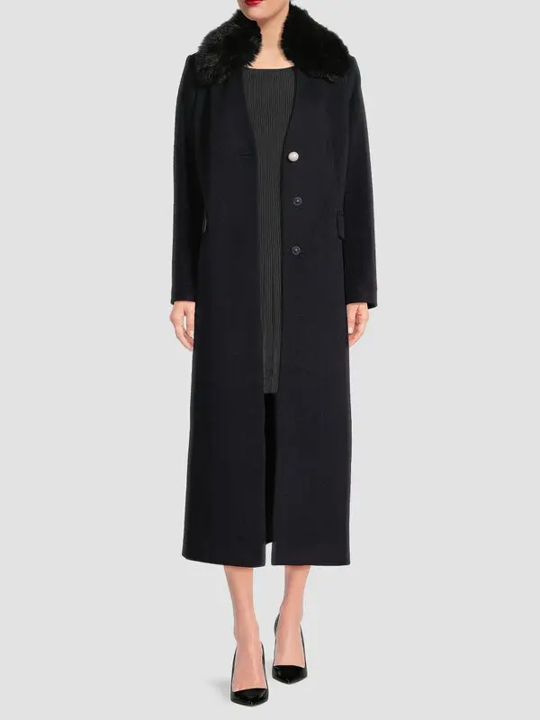 MILLY Faux Fur Collar Wool-blend Coat
