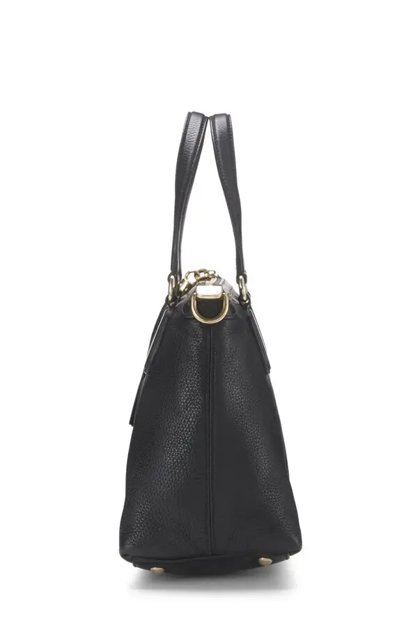 Gucci Grained Leather Soho Top Handle Tote - Black