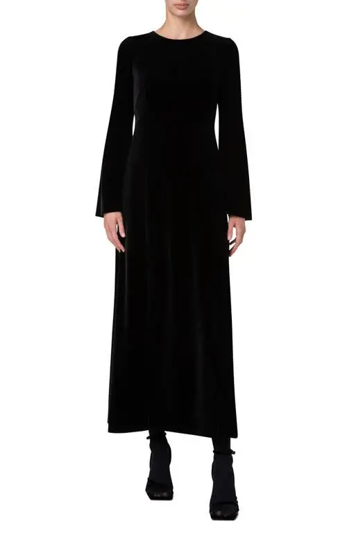 knee length dresses for ladies Velvet Long Sleeve Midi Dress main image 0