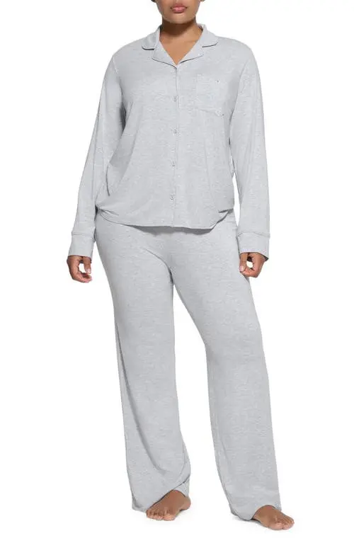 SKIMS Sleep Long Pajamas - Light Heather Grey