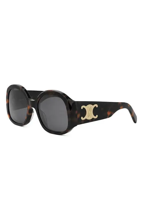 Celine Maxi Triomphe 54mm Round Sunglasses - Dark Havana / Smoke