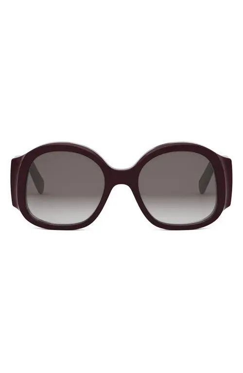 Celine Maxi Triomphe 54mm Round Sunglasses - Shiny Dark Brown / Brown