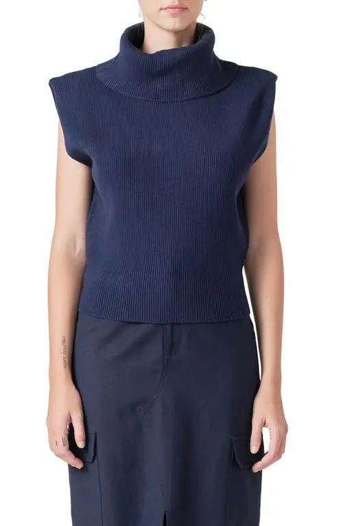 GREY LAB Sleeveless Ribbed Turtleneck Top