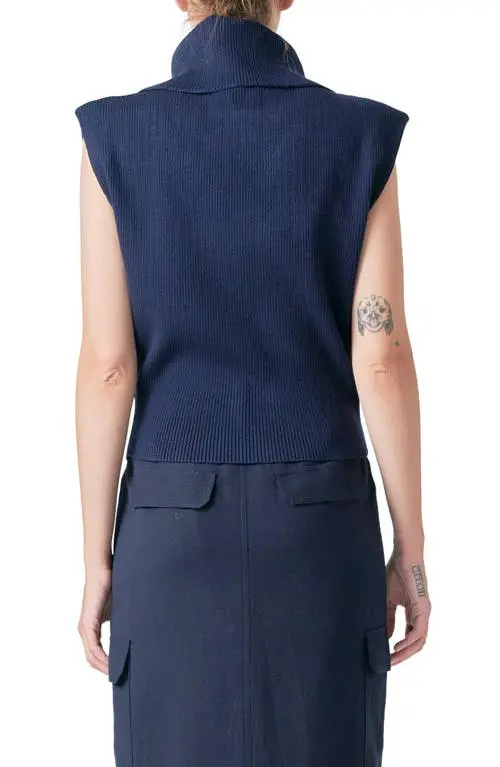 GREY LAB Sleeveless Ribbed Turtleneck Top