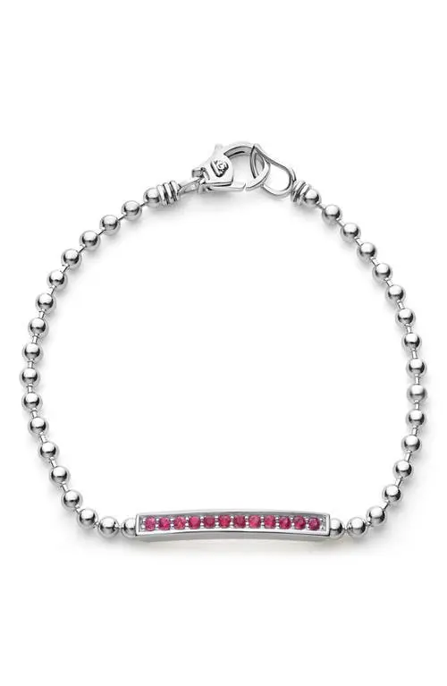 Lagos Caviar Spark Ruby Bar Bracelet - Silver