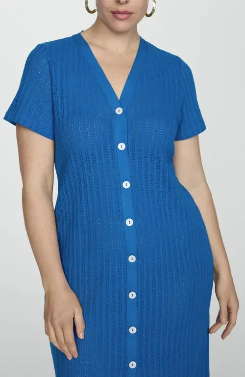 Mango Open Stitch Button-front Knit Dress