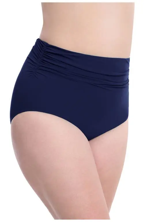 GOTTEX Full Figure High Waist Bikini Bottom - Navy
