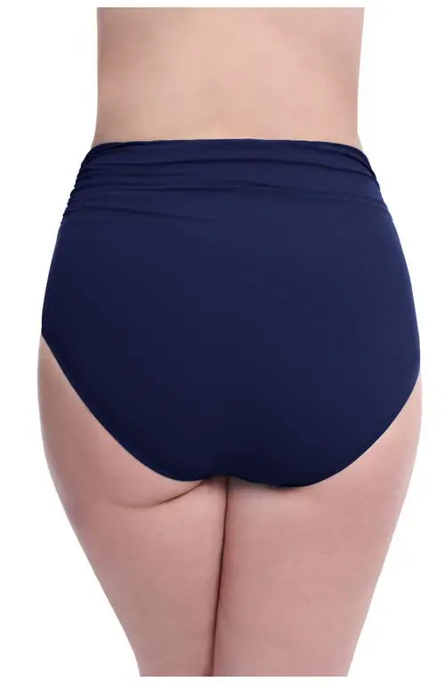 GOTTEX Full Figure High Waist Bikini Bottom - Navy