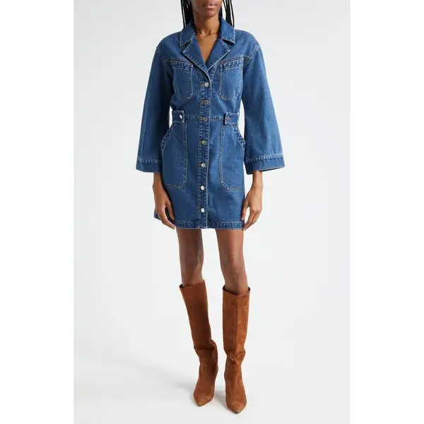 Veronica Beard Mckinley Denim Mini Shirt Dress