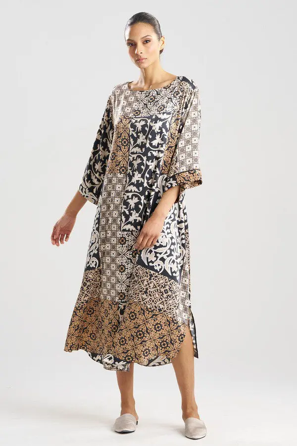 Natori Tapestry Charmeuse Caftan - Neutral