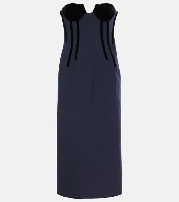 Sportmax Anemone Wool-blend Bustier Midi Dress - Blue