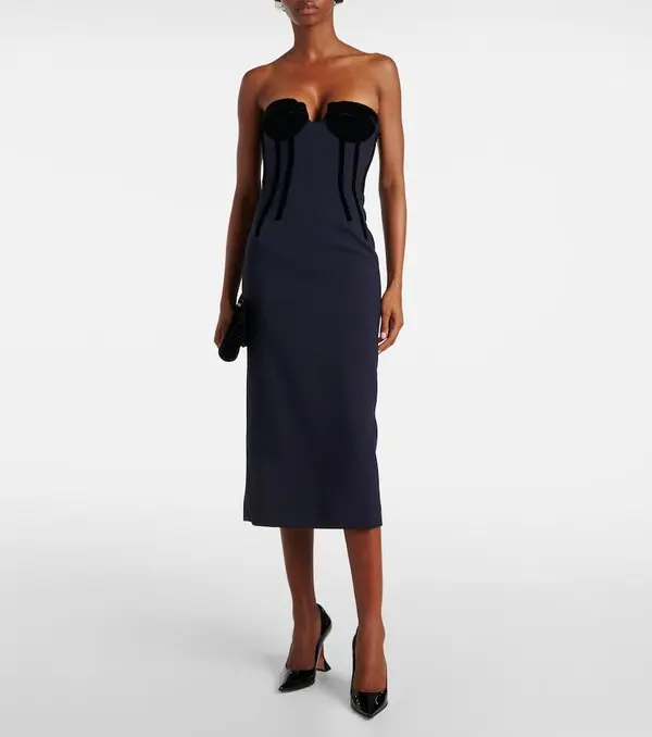 Sportmax Anemone Wool-blend Bustier Midi Dress