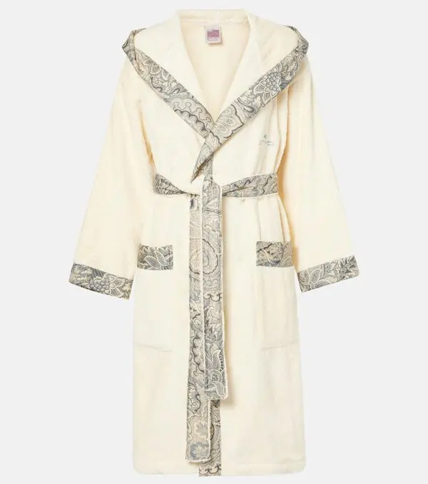 Etro Bloom Cotton Terry Bathrobe - Blue