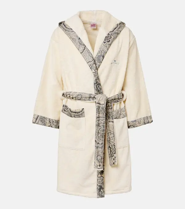 Etro Bloom Cotton Terry Bathrobe - Blue