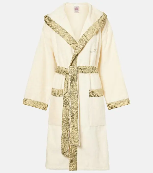 Etro Bloom Cotton Terry Bathrobe - White