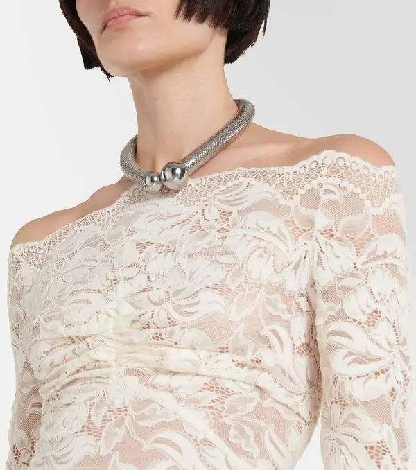 Rabanne Off-shoulder Lace Maxi Dress