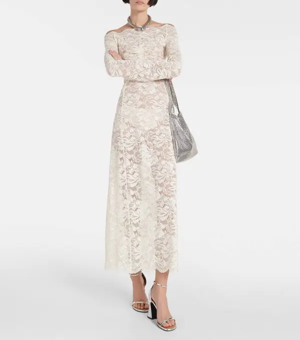 Rabanne Off-shoulder Lace Maxi Dress