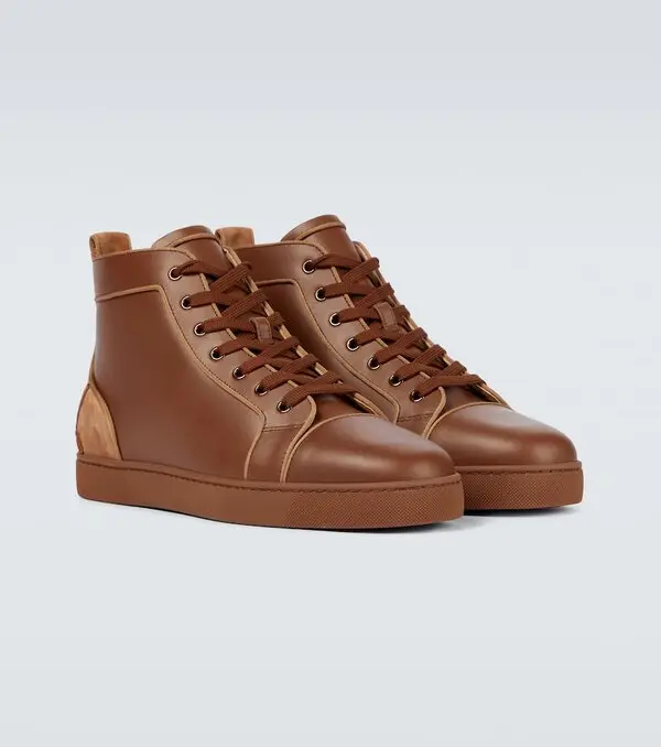 CHRISTIAN LOUBOUTIN High Top Leather Sneakers - Brown