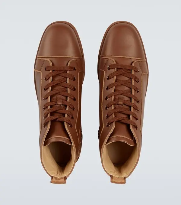 CHRISTIAN LOUBOUTIN High Top Leather Sneakers - Brown