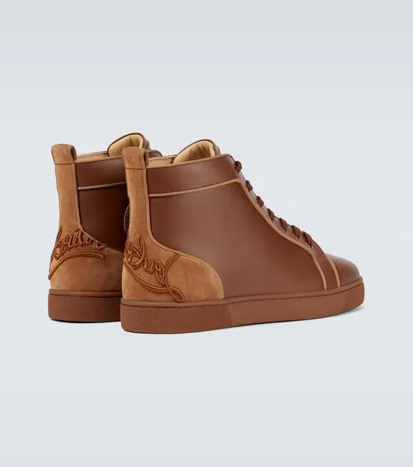 CHRISTIAN LOUBOUTIN High Top Leather Sneakers - Brown
