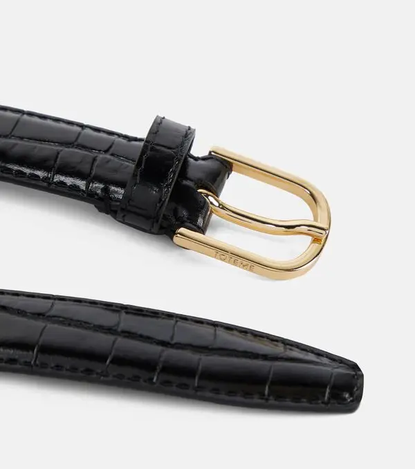 TOTEME Slim Croc-effect Leather Belt