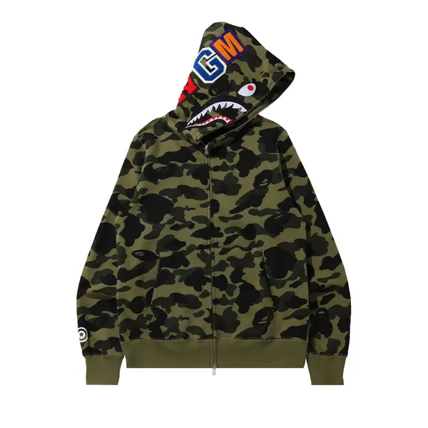 A BATHING APE 1st Camo Shark Full Zip Hoodie - Green