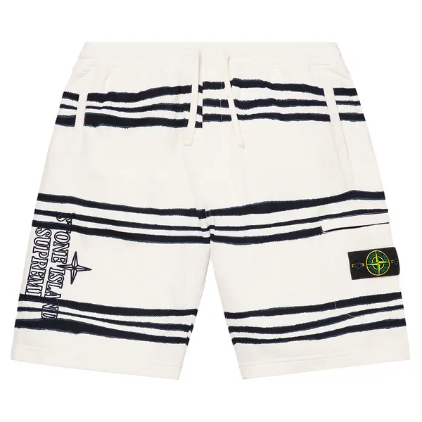 Supreme X Stone Island Warp Stripe Sweatshort - White