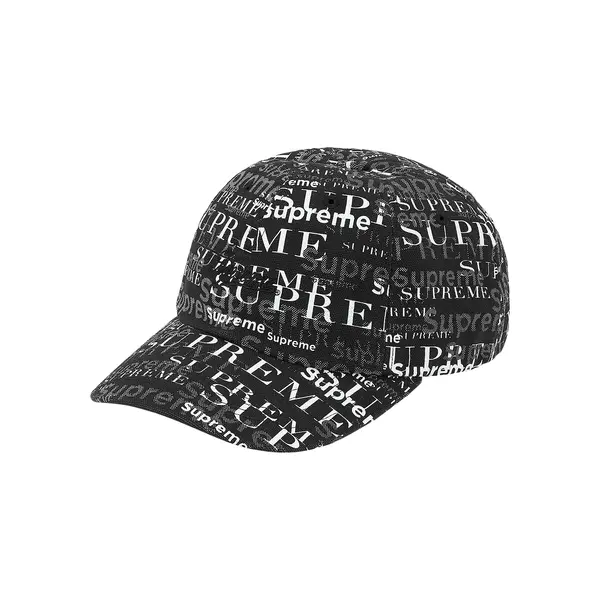 Supreme Logo Pattern 6-panel Cap - Black