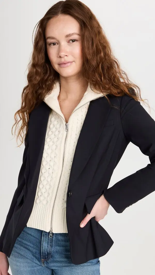 Veronica Beard Cable Knit Zip Up Dickey