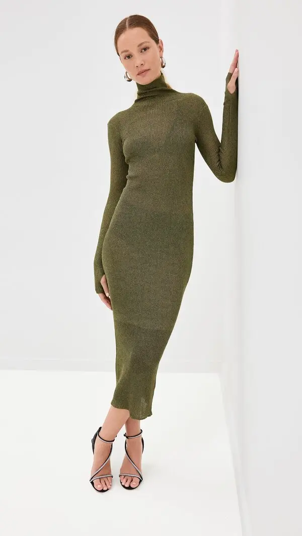 Isabel Marant Josita Metallic Knit Dress In Dark Khaki - 80% Off |  Editorialist