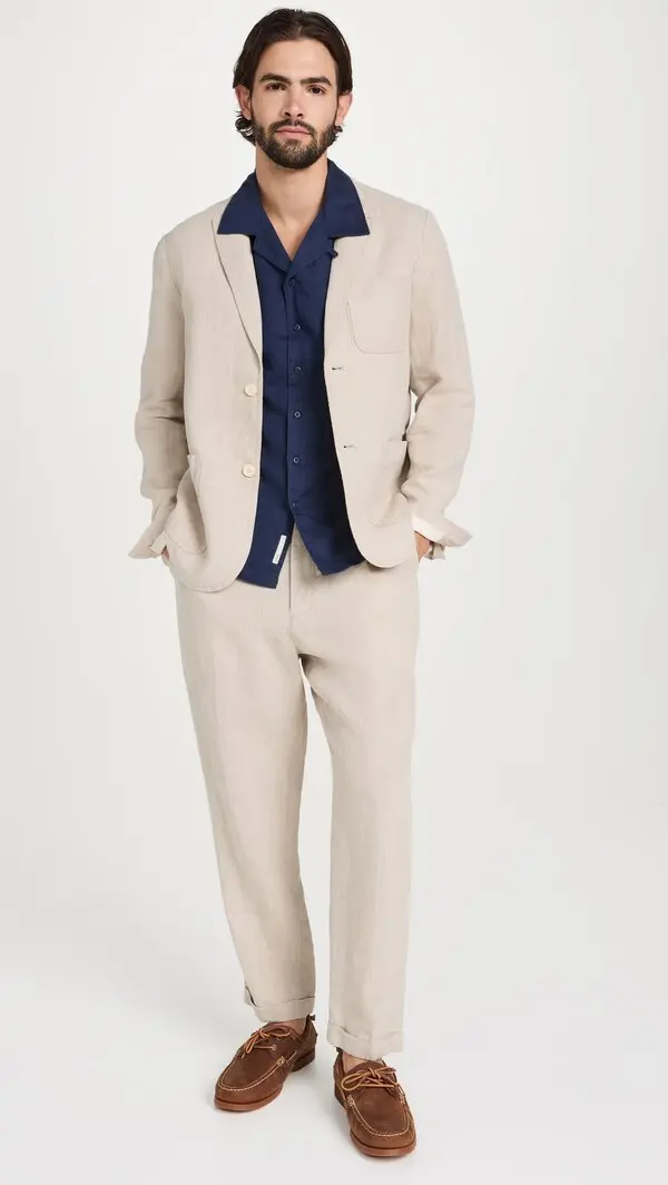 Onia Air Linen Convertible Vacation Shirt - Deep Navy