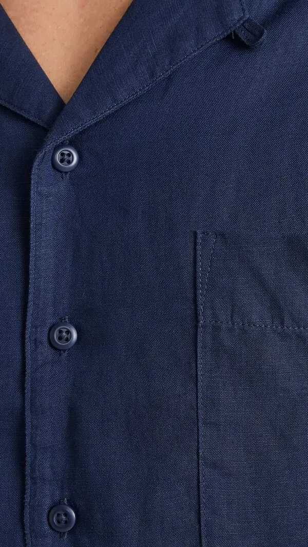 Onia Air Linen Convertible Vacation Shirt - Deep Navy