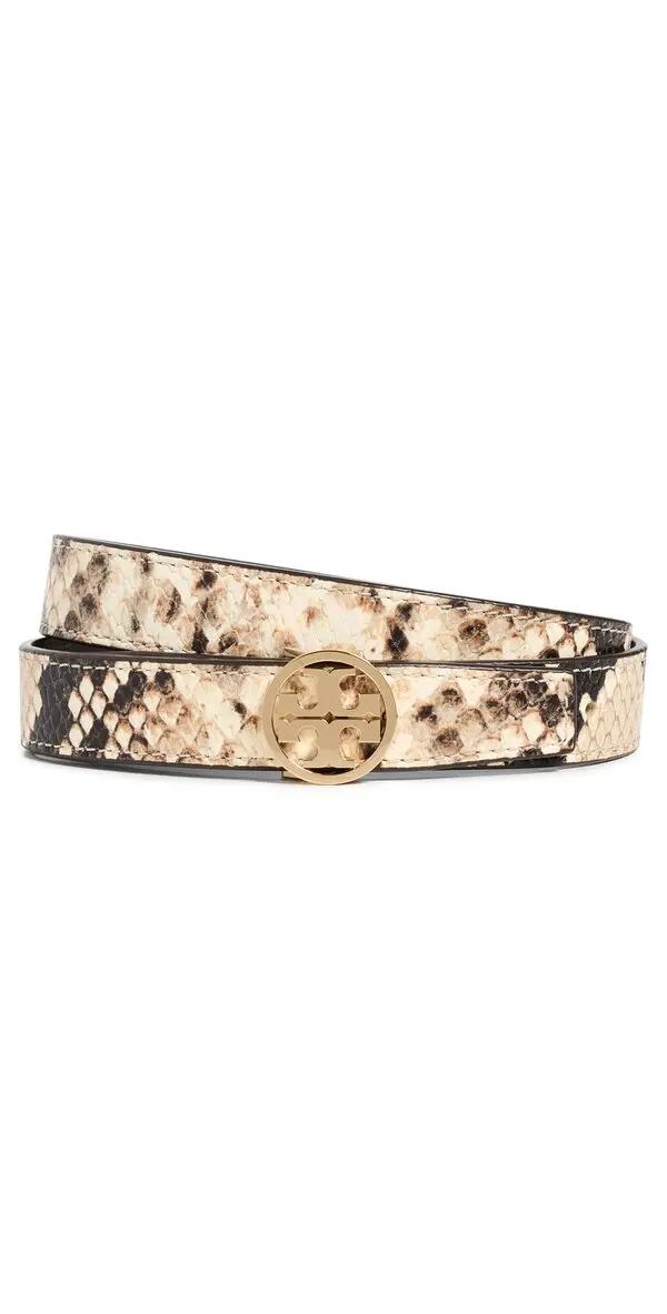Tory Burch Cowhide Belt with Gold Buckle Tory Burch Logo Belt In Black | Editorialist main image 4