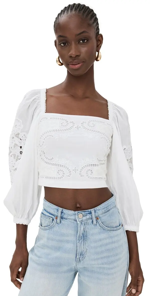 Farm Rio Lace Blouse - White