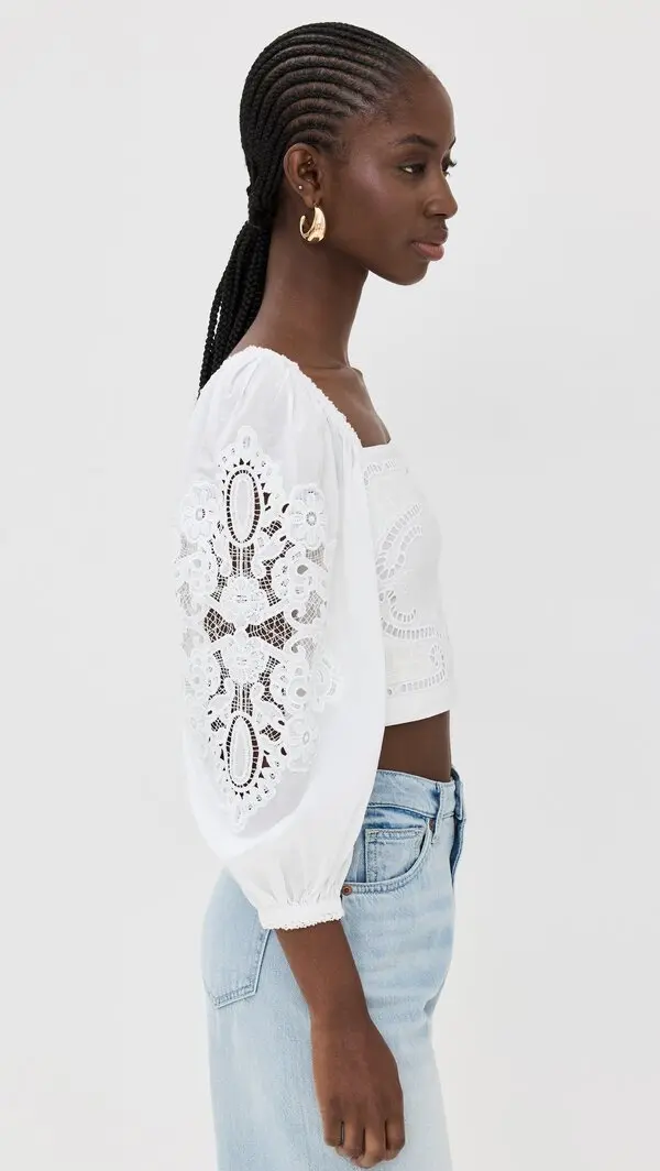 Farm Rio Lace Blouse - White