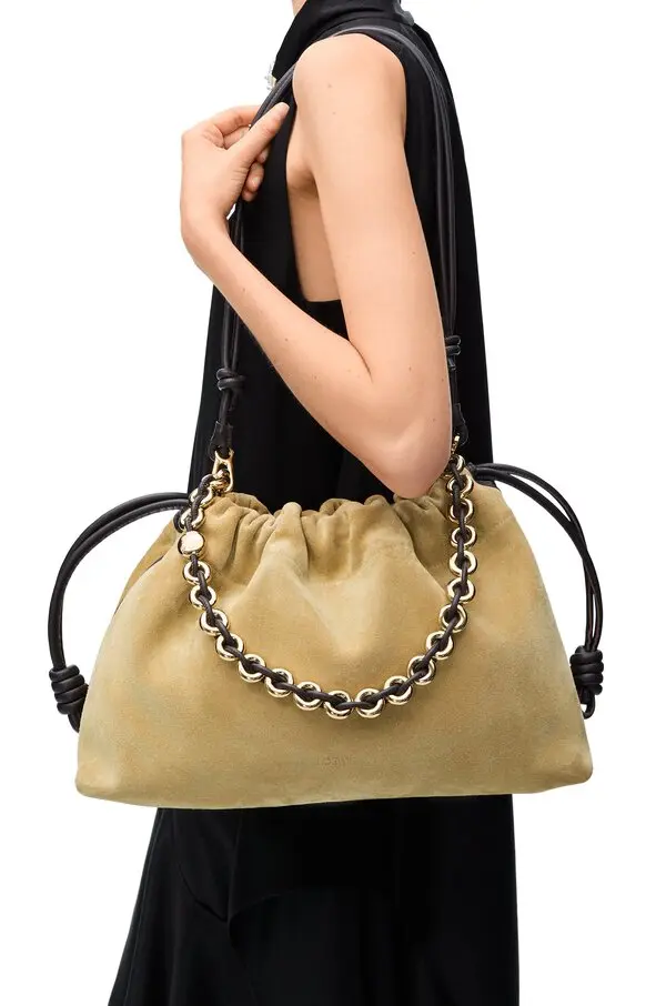 Loewe Large Flamenco Suede Calfskin Shoulder Bag