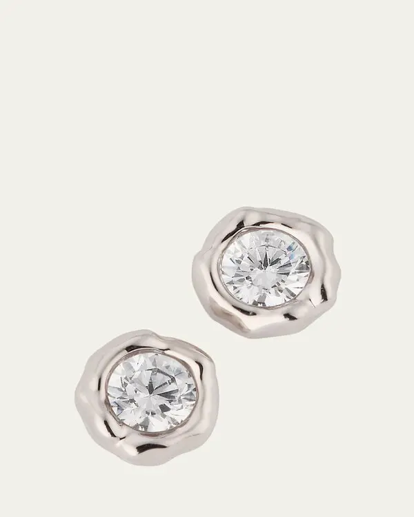 Alexis Bittar Asterales Molten Bezel Stud Earrings - Silver
