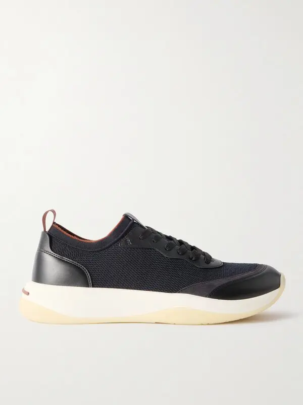 Loro Piana 410 Lp Walk Leather-trimmed Wish® Wool Sneakers - Black