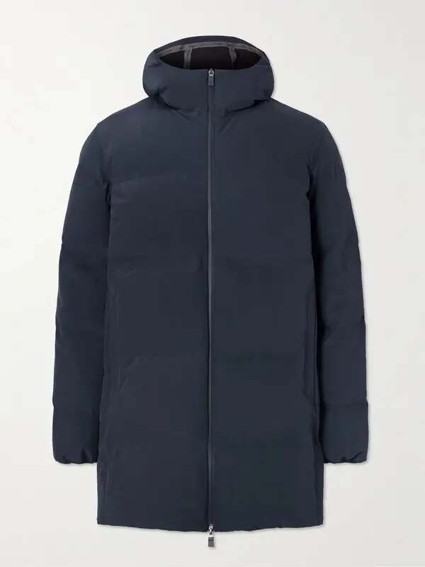 Herno Quilted Shell Hooded Down Parka - Blue