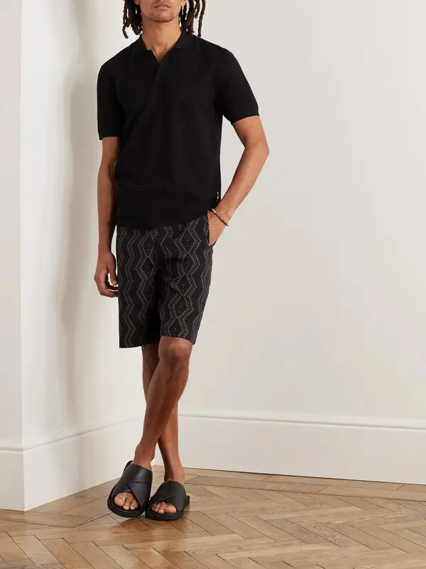 Orlebar Brown Roddy Waffle-knit Polo Shirt - Black