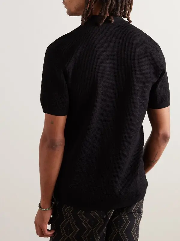 Orlebar Brown Roddy Waffle-knit Polo Shirt - Black