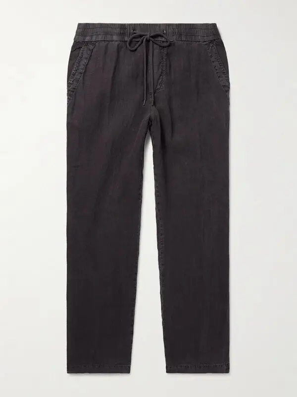 JAMES PERSE Straight-leg Garment-dyed Linen Trousers - Gray