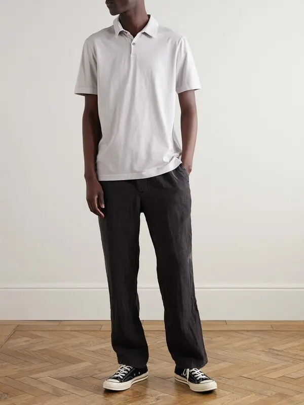 JAMES PERSE Straight-leg Garment-dyed Linen Trousers - Gray