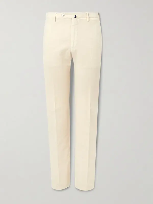 SLOWEAR Venezia 1951 Straight-leg Cotton-blend Moleskin Trousers - Neutrals